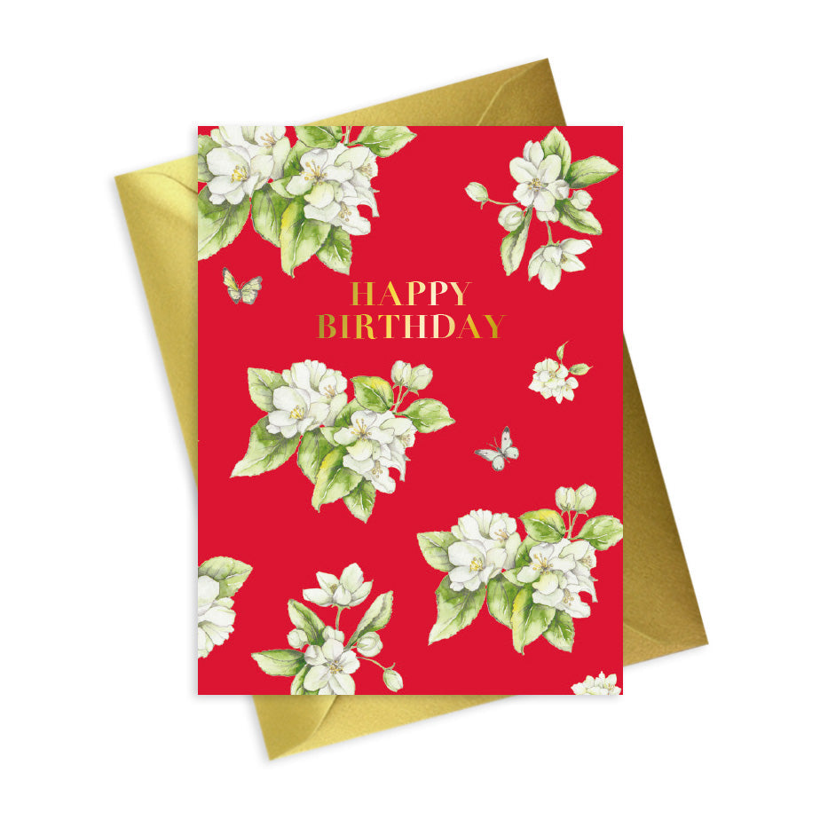 Bright Blooms Happy Birthday Red Card – Aurelie and Rose