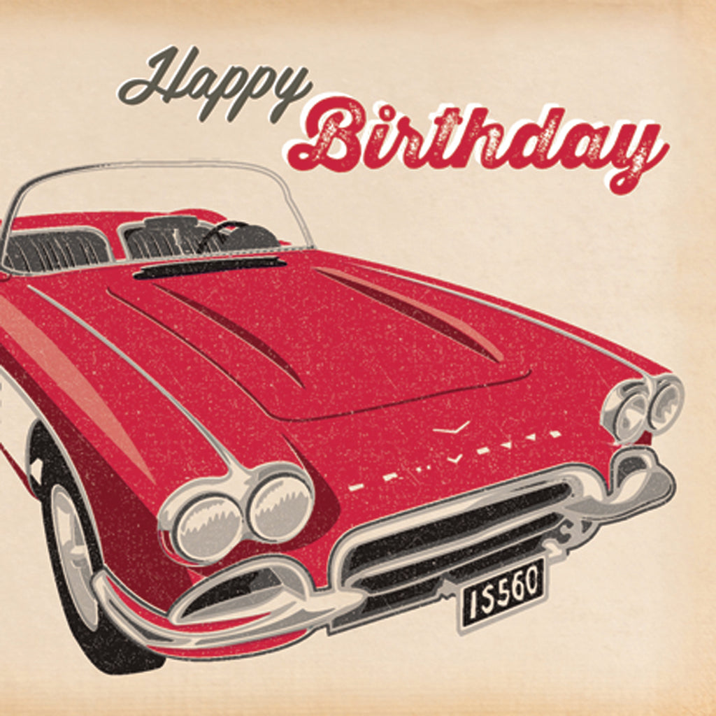 Autojumble Happy Birthday Red Corvette Card – Aurelie and Rose